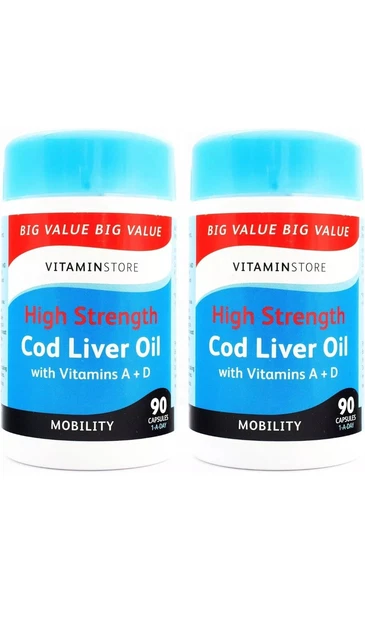 COD LIVER OIL High Strength 1000mg with Vitamins A & D, 90 Capsules per ...