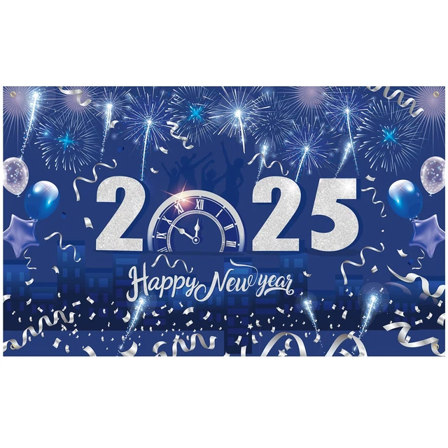 DPKOW BLU ARGENTO 2025 Striscione per 2025 Capodanno Decorazione Buon Anno St EUR 17,70 ...