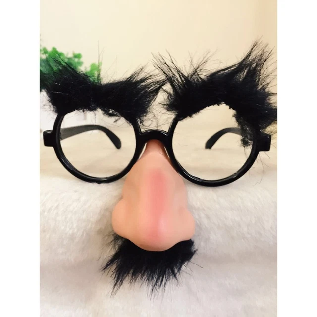 PRANK TOOL FUZZY Nose Glasses with Mustache and Eyebrow for Masquerade ...