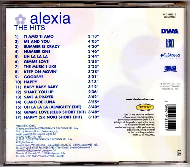 ALEXIA THE HITS CD Greatest Hits 90's Dance Pop EUR 14,71 - PicClick IT