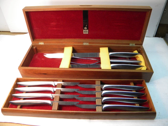 VINTAGE GERBER 8 plc set Dining & Carving Knife Set; 1970'S PRISTINE ...