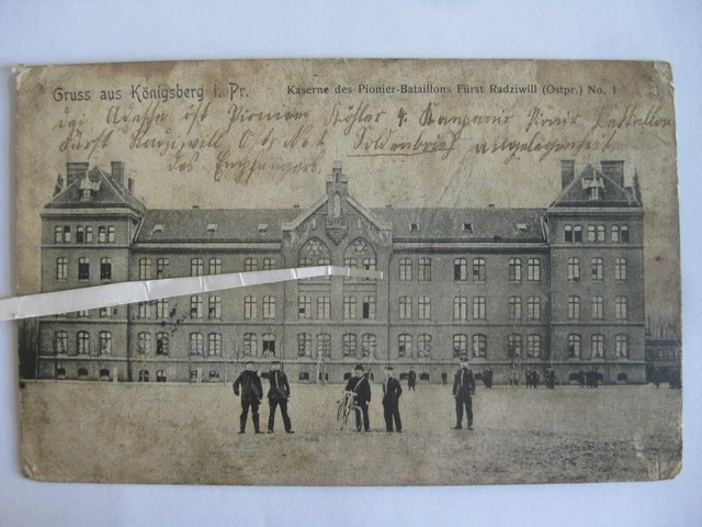 ALTE LITHO POSTKARTE Königsberg Ostpreußen Soldaten Kaserne Pionier ...