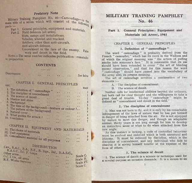 CAMOUFLAGE GENERAL PRINCIPLES. WW2 British Military Training Pamphlet ...