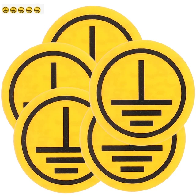 EQUIPMENT SAFETY SIGNS Electrical Grounding Symbol Stickers Labels £4. ...