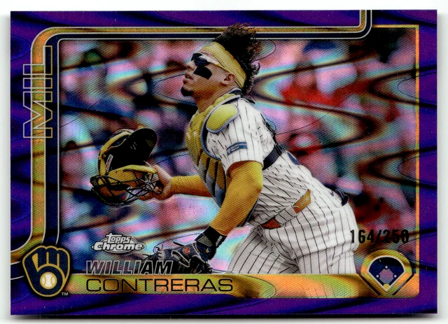 TOPPS CHROME MLB Baseball 2025 No. 25 William Contreras Purple Raywave ...