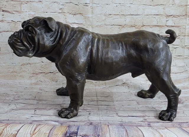 STATUA CANE TORO bronzo inglese bulldog arte scultura mascotte Yale ...