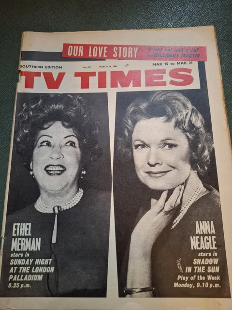 VINTAGE TV TIMES Magazine 15-21 MARCH 1964 Ethel Merman Anna Neagle ...