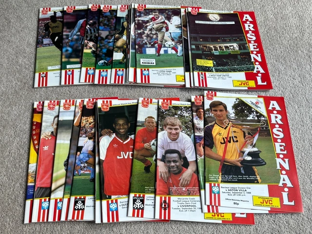 ARSENAL FC FULL Set 1988-1989 Home Game Programmes, League & Cups TITLE ...