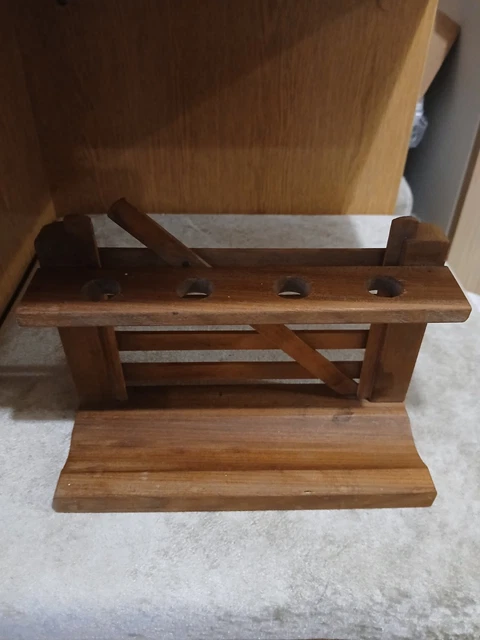 VINTAGE WOODEN FARM Gate Pipe Rack For 4 Pipes Pipe Stand Holder £12.94 ...