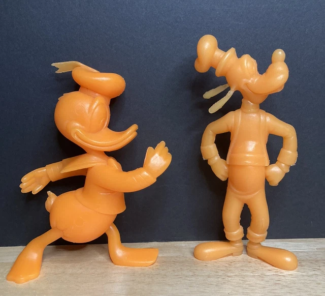 VINTAGE MARX WALT Disney Donald Duck & Goofy Orange 6” Plastic Figure ...