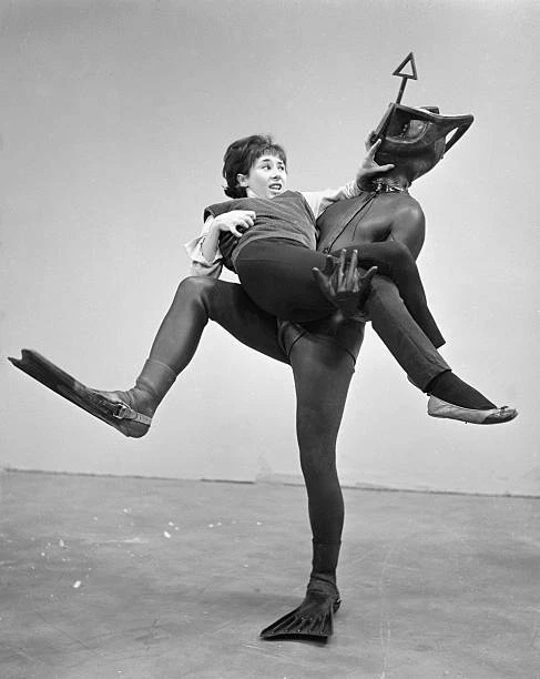 ACTRESS CAROLE ANN Ford comes face to face with the Voord Dr Who 1964 ...