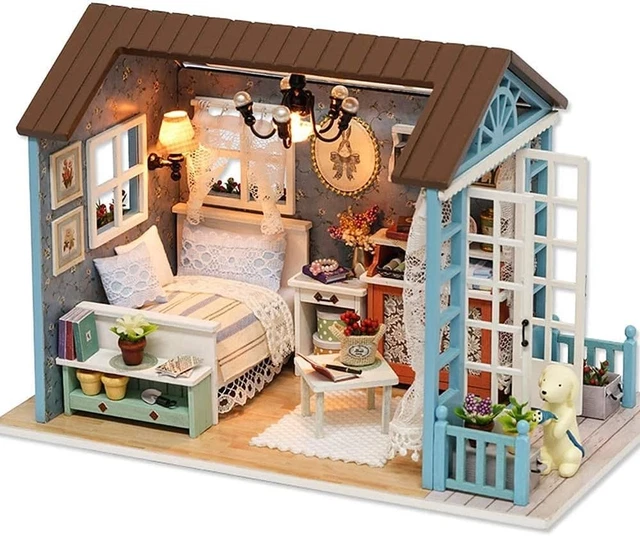 DIY MINIATURE HOUSE Kits with Furniture and LED Lights CUTEROOM 3D ...