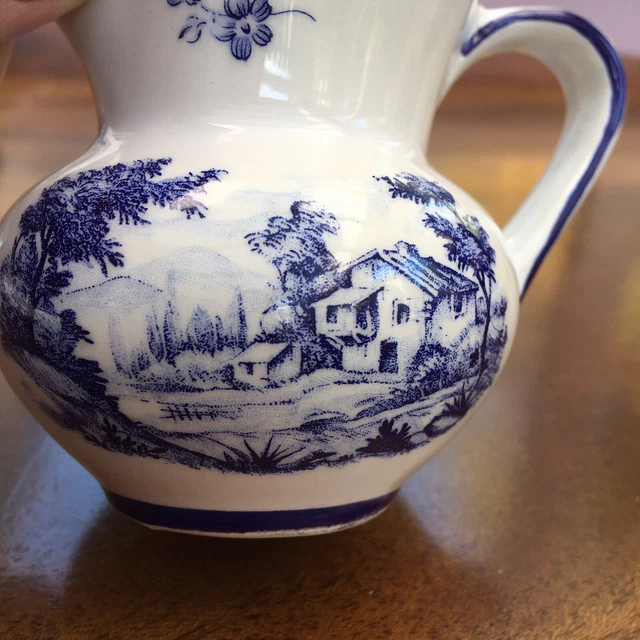 VINTAGE MINIATURE JUG. German Ker Vitrex Pottery.7cm.Blue/White ...