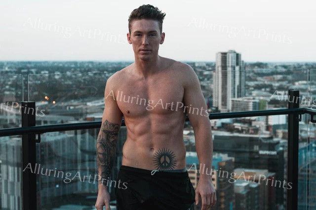 MALE MODEL PRINT Beefcake Handsome Shirtless Muscular Slender Fine Wall ...
