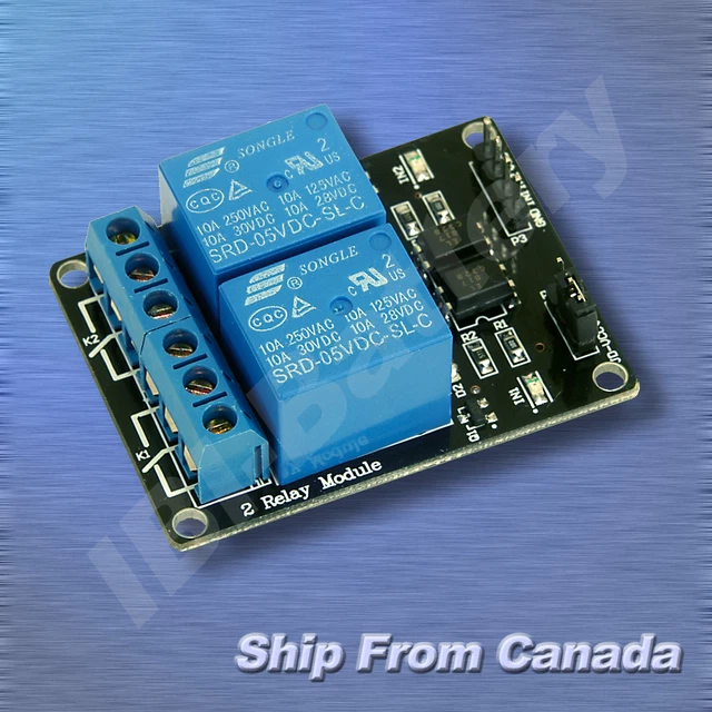 2-CHANNEL OPTO-ISOLATED RELAY Module Low Trigger 5V Arduino / Raspberry ...