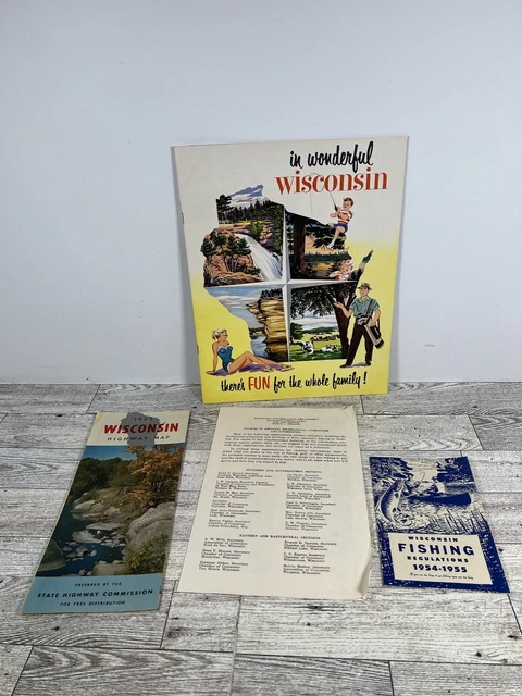VINTAGE BROCHURE BOOKLETS WISCONSIN 1950’s Map, Fishing Regulations £10 ...