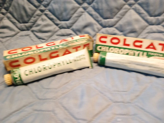 VINTAGE COLGATE CHLOROPHYLL Tooth Paste 3 1/4oz Advertising 1950s Giant ...