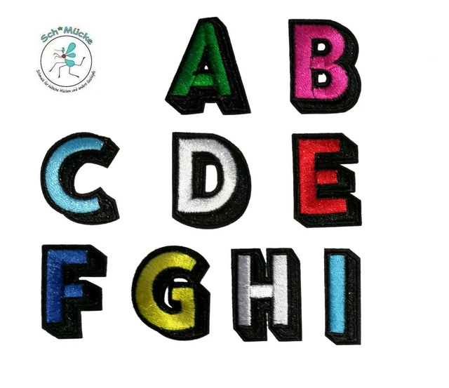 AUFBÜGLER BUCHSTABEN 3,7 cm bunt Alphabet ABC Patch Name Applikation Flicken EUR 3,55 - PicClick DE