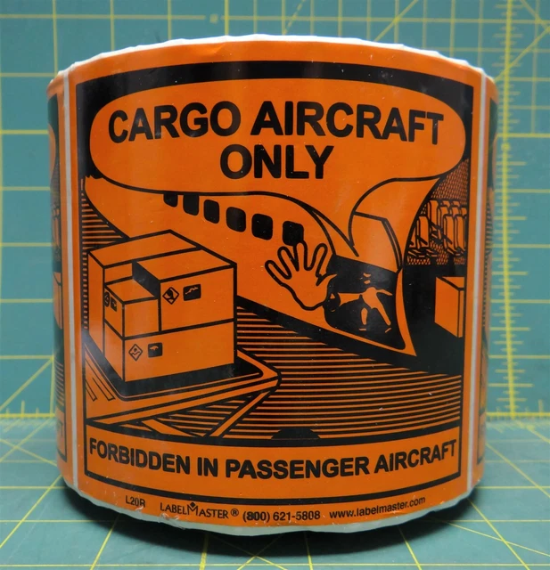 &CARGO AIRCRAFT ONLY LABEL", PAPER, ROLL OF 500, ITEM# L20R 100 x 120MM ...