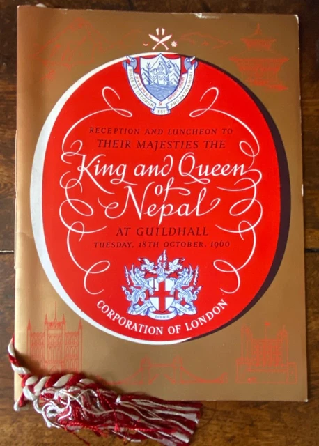 ANTIQUE GUILDHALL ROYAL Banquet Menu King Mahendra Queen Ratna Nepal ...