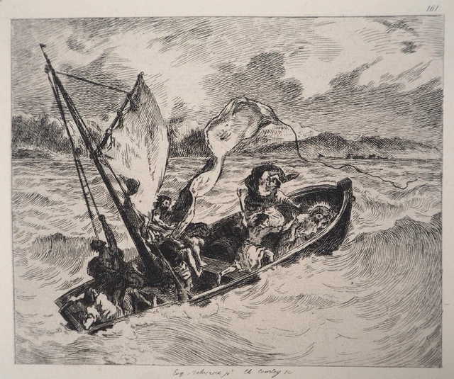 EUGÈNE DELACROIX : Jésus sur le Lac de Génésareth, GRAVURE signée ...