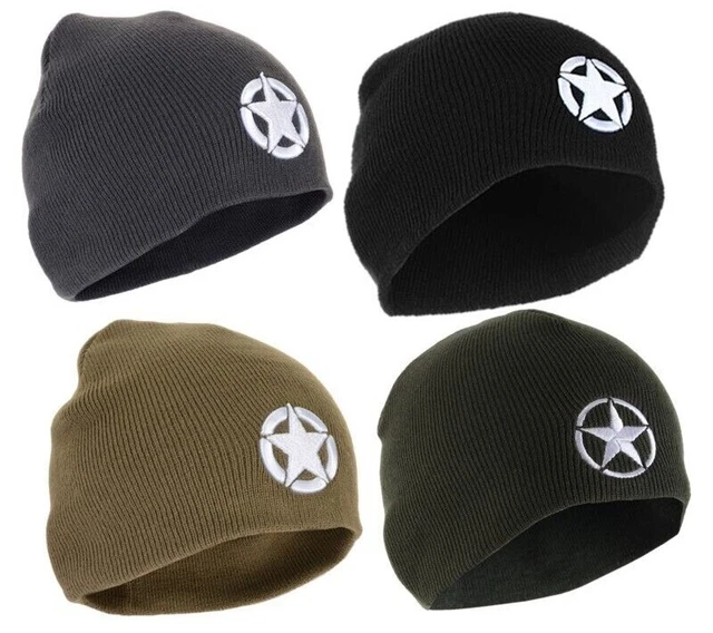 WW2 STAR BEANIE Hat - 100% Knitted Acrylic Embroidered Insignia £10.25 ...