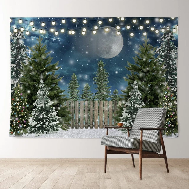 MODERN CHRISTMAS PHOTOGRAPHY Backdrop, Blue Wall With Hanging Kraft ...