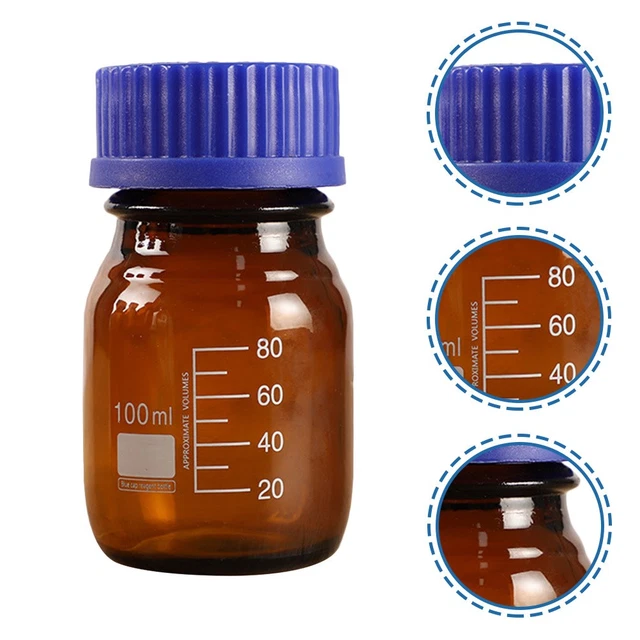 3PCS REAGENT BOTTLES Glass Chemical Bottle Liquid 100ml Laboratory ...