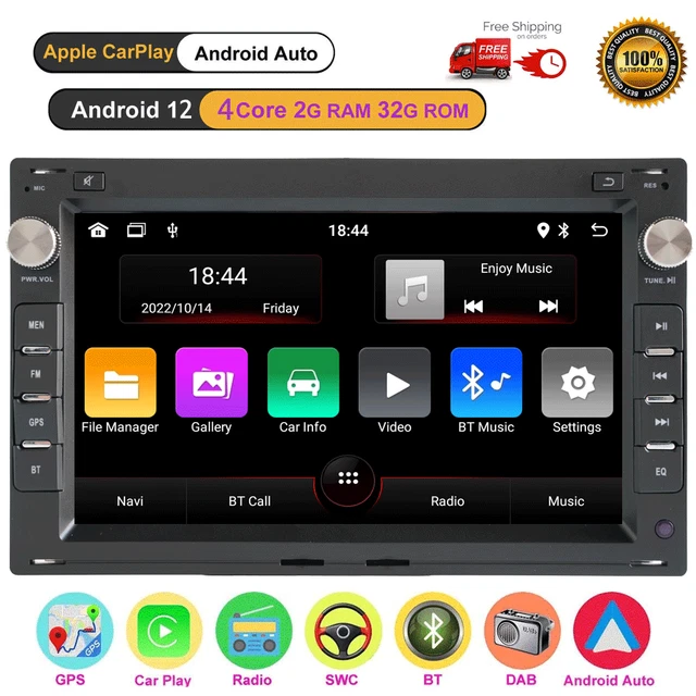 DAB+ CARPLAY ANDROID 12 autoradio GPS Sat Nav WiFi SWC per VW ...