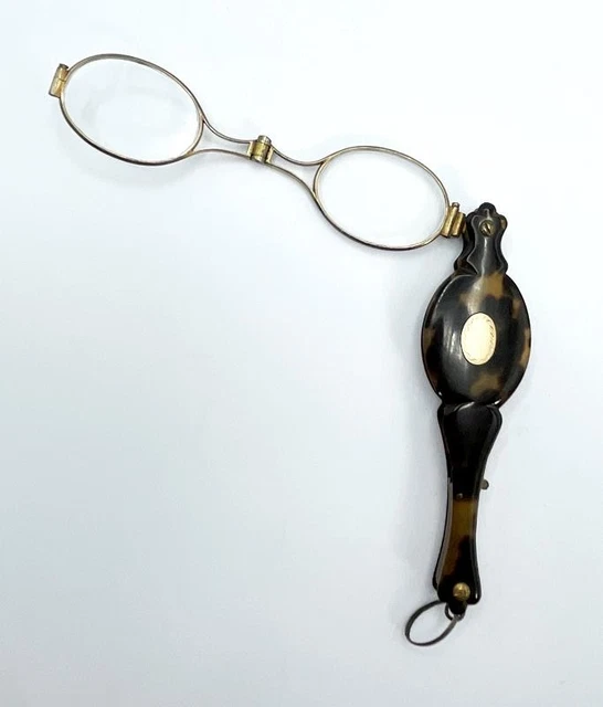 VICTORIAN LORGNETTES C1870 SPRING MECHANISM GOLD CARTOUCHE £115.00 ...