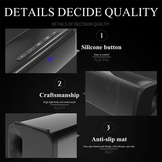 3D SURROUND SOUND Bar Bluetooth Soundbar System Wireless Theater ...