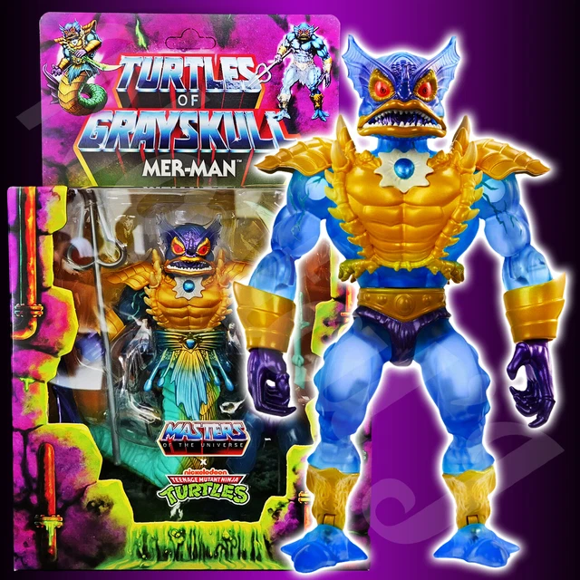 MOTU X TMNT MER-MAN Turtles of Grayskull Figurine Masters Universe 100% ...