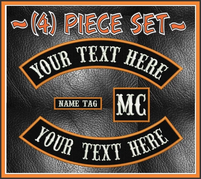 CUSTOM EMBROIDERED 4 Piece 13" Mc Rocker Patch Set Motorcycle Biker ...