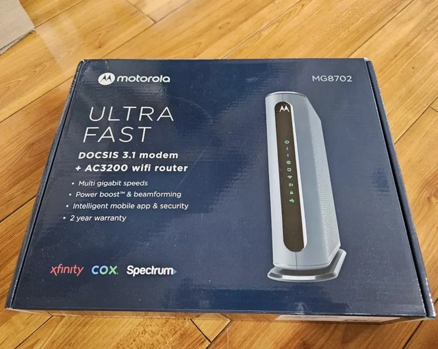 MOTOROLA MG8702 DOCSIS 3.1 Cable Modem+AC3200 Wi-Fi Router 2.4/5GHz ...