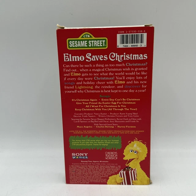 SESAME STREET ELMO Saves Christmas Sony VHS, 1996 Maya Angelou Charles ...