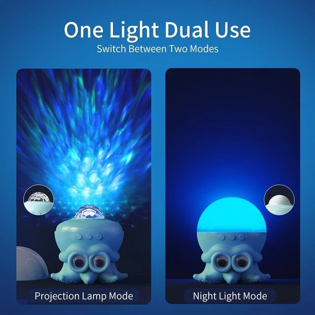 ROTATING LED NIGHT Light RGB Ocean Water Ripple Projector Lamp Kids ...