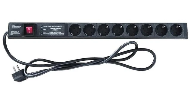RACK MOUNT SCHUKO Plug Pdu 8-Gang Vertically Mounted Surge Protected ...