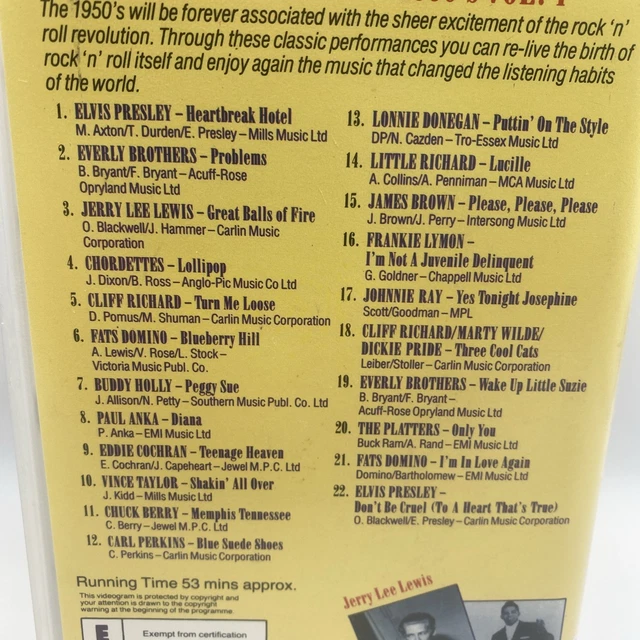 ROCK N ROLL The Greatest Years 1950 Vol. 1 - VHS Video Elvis Cliff ...