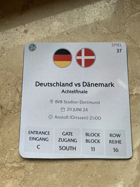 SAMMLERTICKET UEFA EM 2024 Deutschland - Dänemark 29.06.2024 Ausdruck ...
