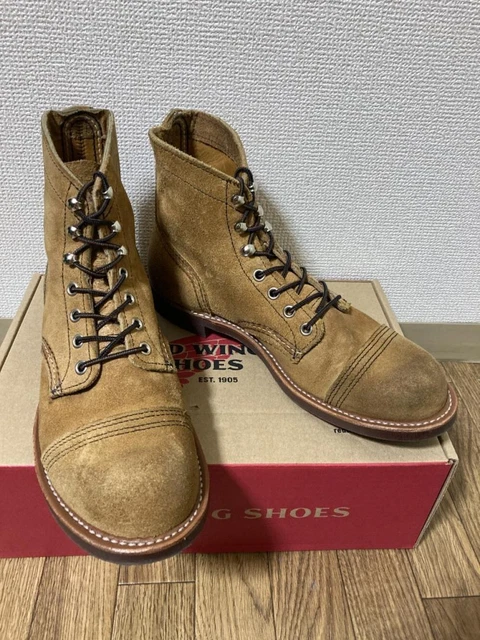 RED WING 8083 IRON RANGER Work Boots Men's US8D Beige Leather Lace-up ...