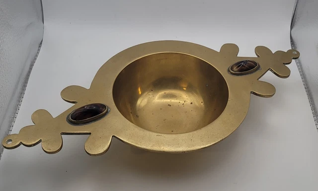 ANCIEN VIDE-POCHE ART Nouveau en Laiton - Décor Cabochons - Dinanderie ...