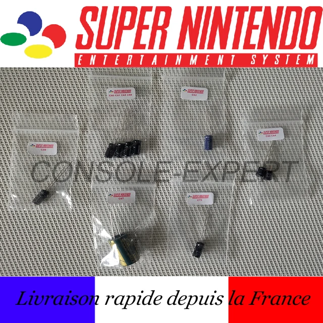 CAP KIT CONDENSATEURS Super Nintendo Snes PAL SNSP-CPU-01 et SNSP-CPU ...