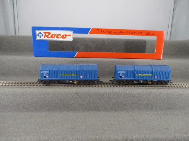 ROCO SPUR H0 44076 Güterwagen Teleskophaubenwagen Set 2-teilig ...