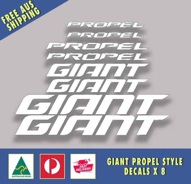 GIANT PROPEL STYLE DECALS X 8 (WHITE) ROAD MTB BIKE BICYCLE STICKERS ...
