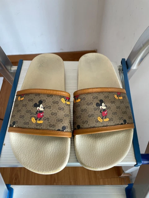 GUCCI X DISNEY GG Supreme Monogram Mickey Mouse Womens Slide Sandals ...