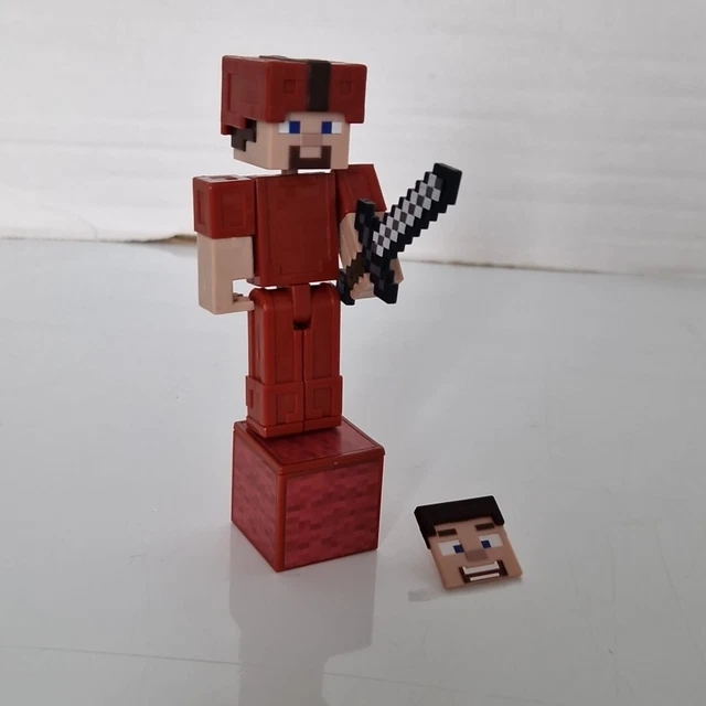 MATTEL MINECRAFT STEVE Figure In Red Leather Armor 3.5” Complete £9.50 ...