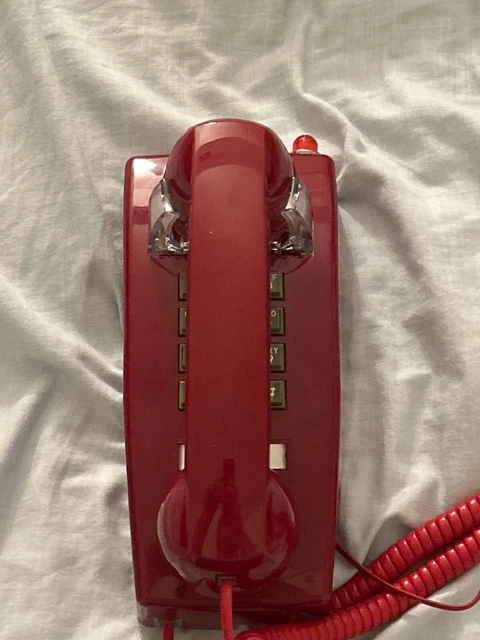 **VINTAGE - BITTEL Red Touch Tone Wall Phone with Message Waiting Light ...