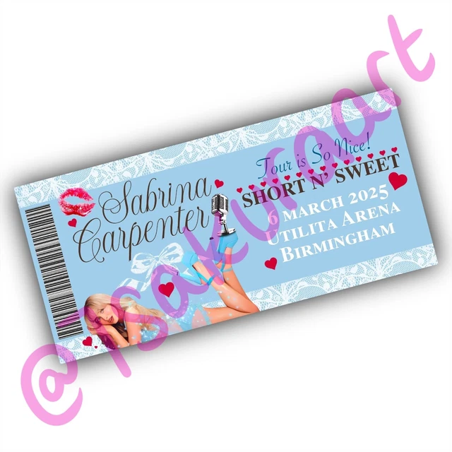 SABRINA CARPENTER SHORT n Sweet 2025 Tour Souvenir Tickets, Sabrina Tour Merch £2.99 - PicClick UK