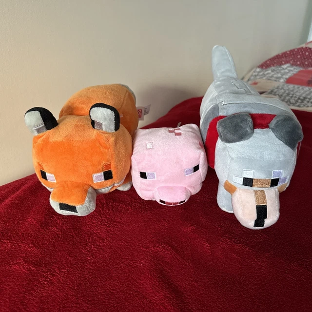 MINECRAFT PLUSH 3 Animal Soft Toy Bundle Mojang Pig Dog Fox Superb ...