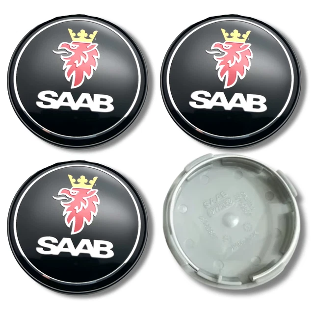 SAAB ALLOY WHEEL Centre Cap Hub x4 63mm Black Plain Front 9-3 9-5 ...